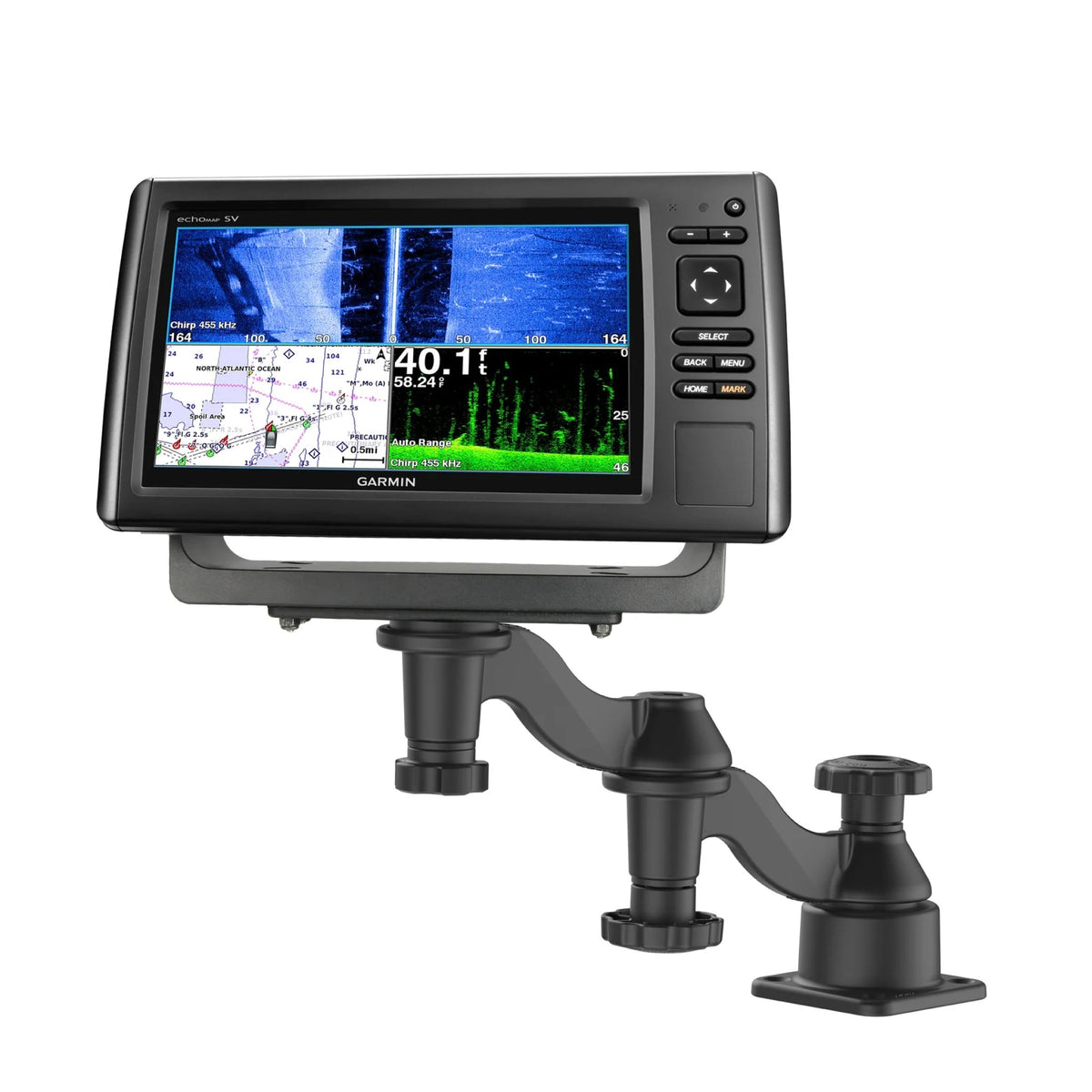 RAM Mounts Horisontell Dubbel Svängarm Marinelektronik (C-kula)